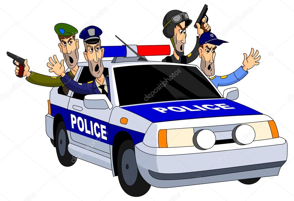 Armed police chase in a patrol car. Stock Vector by ©comsorg 107055206