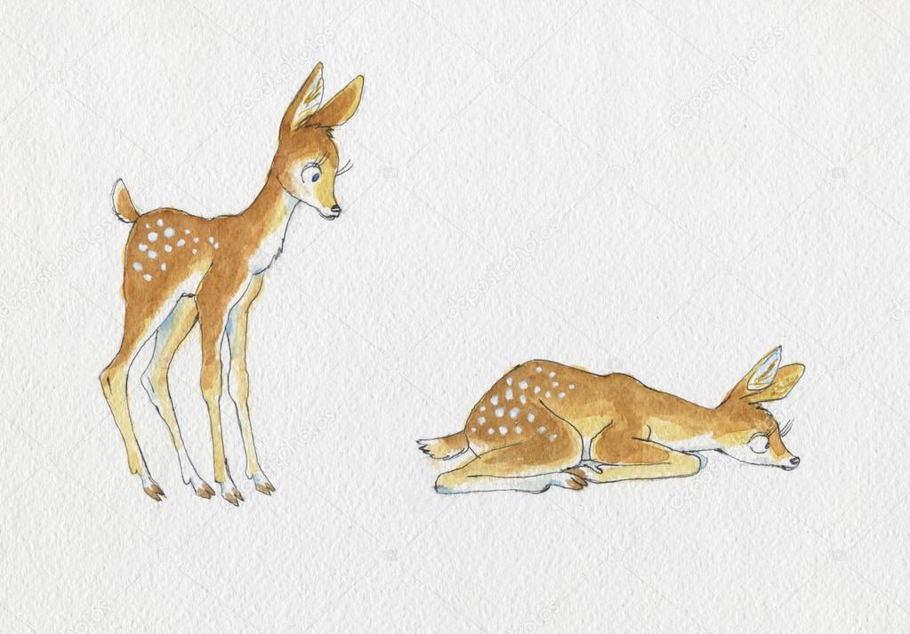 Fawn character. Two poses Stock Illustration by ©vdolgov #88832426