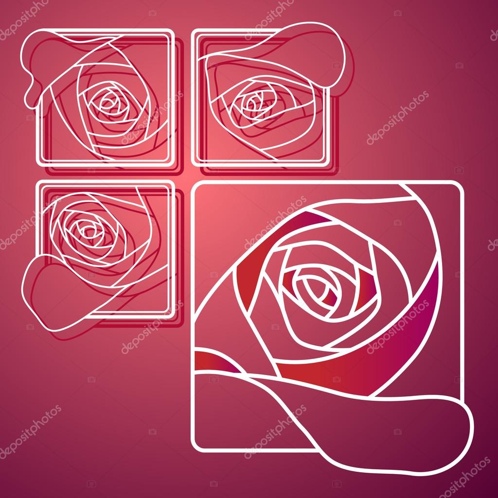 Vector llustration of white line rose in square. Stock Vector by ©VeYe ...
