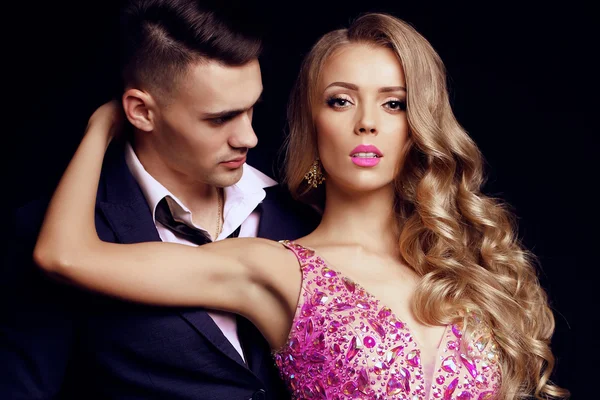 Love Story Beatiful Sexy Couple Gorgeous Blond Woman And Handsome Man