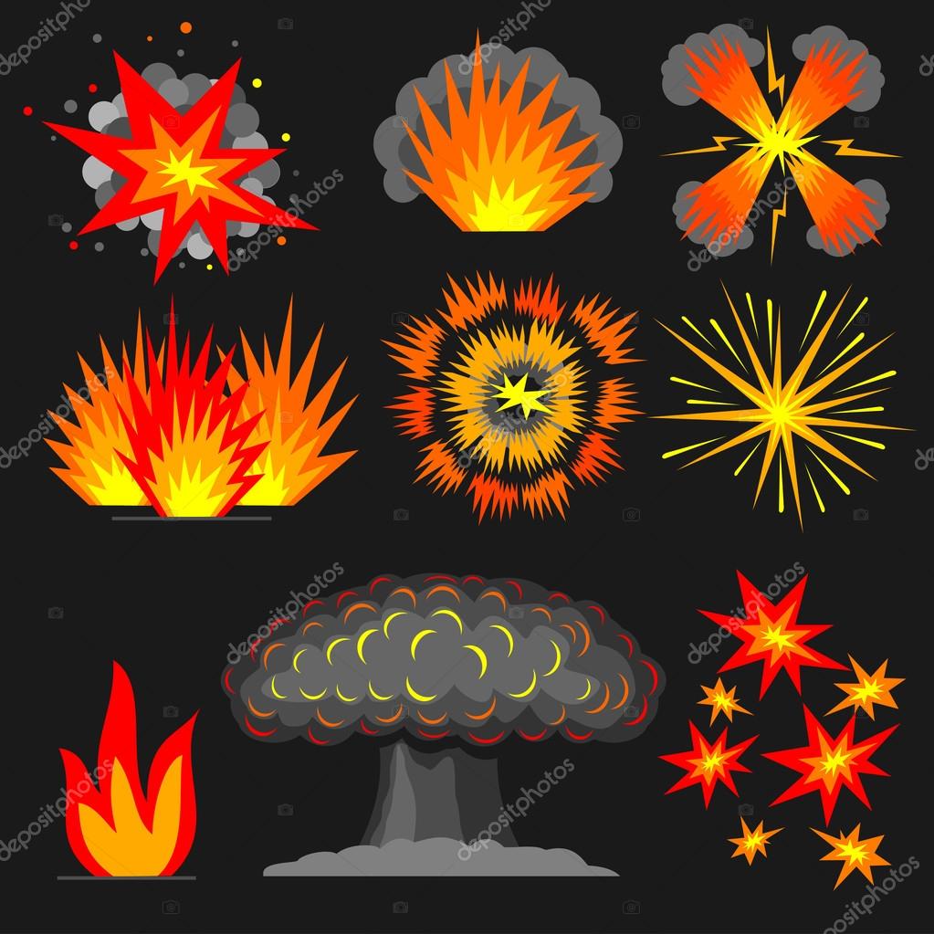 Set de explosiones de dibujos animados. 2024