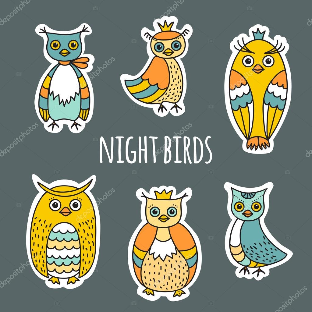 A set of night birds Stock Vector by ©EvgeniaVV 111046220