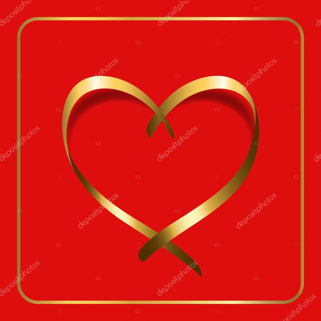Gold heart ribbon red 1 — Stock Vector © Alona_S #110513886