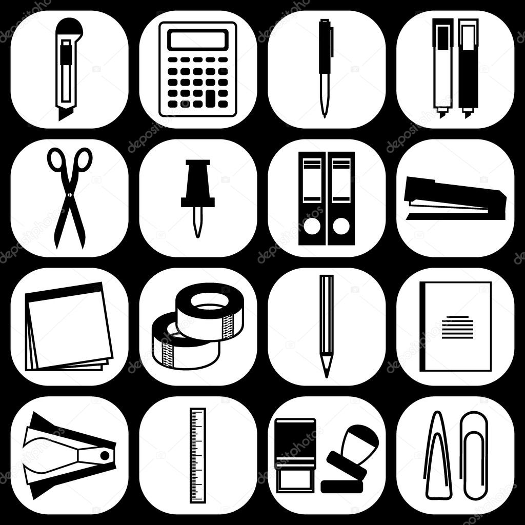 Flat stationery icons — Stock Photo © Alona_S #94264456
