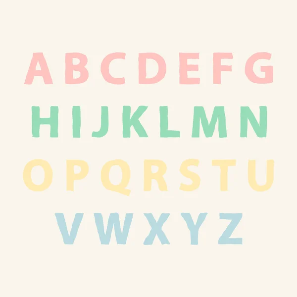 English multicolored hand drawn school alphabet. Hand drawn pastel ABC ...