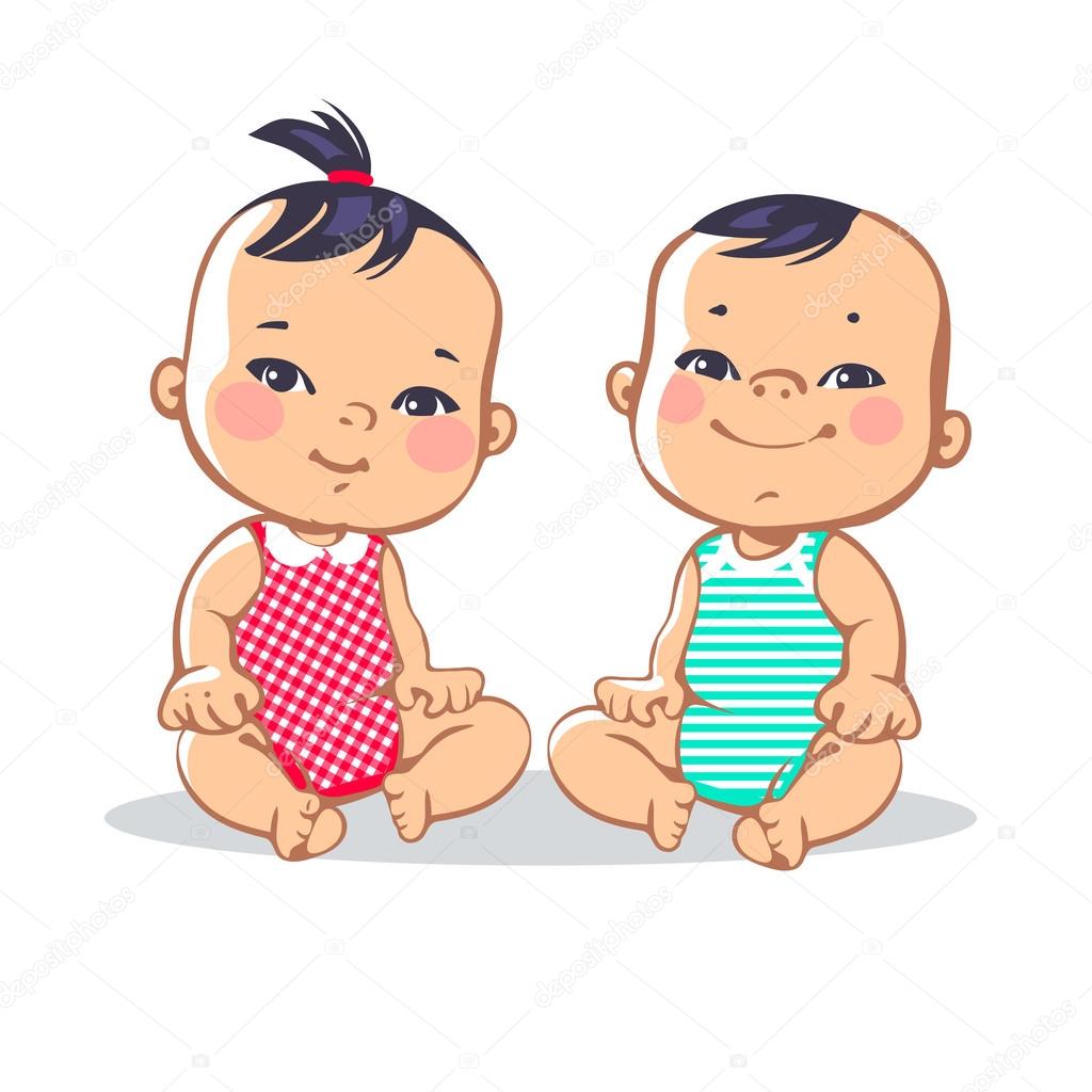 Two cute little babies. — Stock Vector © Natoushe #98624174