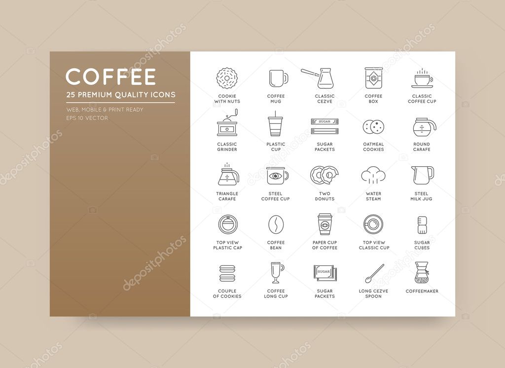 Set of Coffee Elements and Accessories Stock Vector by ©ckybe 109923576