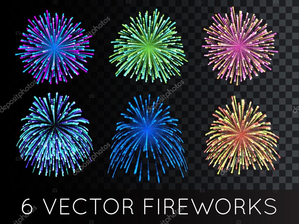 Colorful Fireworks Set Stock Vector by ©ckybe 109937020
