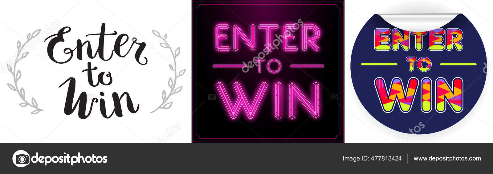 Three Enter Win Sign Set Vector Illustration Stock Vector Image by ...