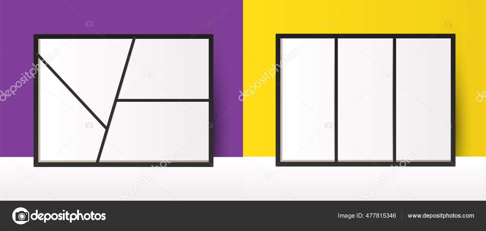 Horizontal Collage Set Layout Template Frames Photo Illustration Photos ...