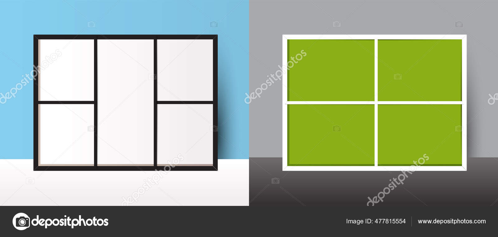 Horizontal Collage Set Layout Template Frames Photo Illustration Photos ...