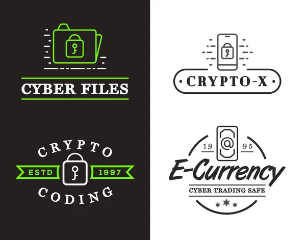 Cyber Security Sign Banner Icon Flat Design Application Encryption ...