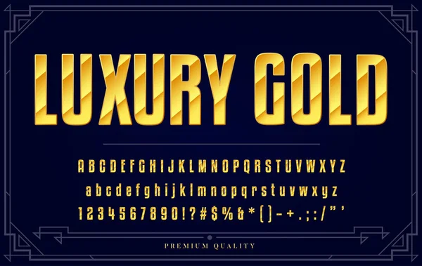 Gold Metallic Font Set Letters Numbers Special Characters Vector Stock ...