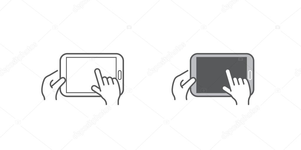 Icons with Hands Holding Smart Device Stock Vector by ©ckybe 88104112