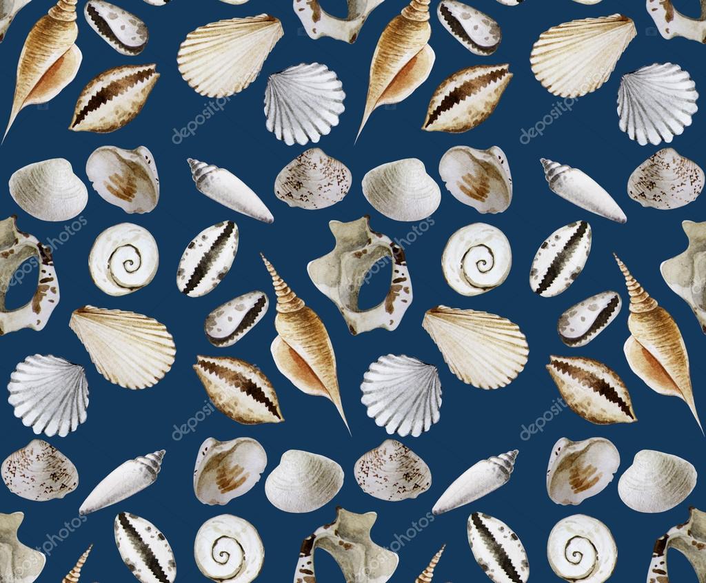Watercolor seashells and corals pattern — Stock Photo © homunkulus28 ...