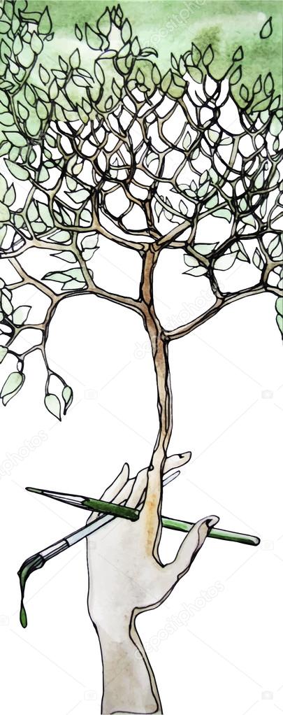 Tree growing from the hand. Stock Vector by ©homunkulus28 #105473922
