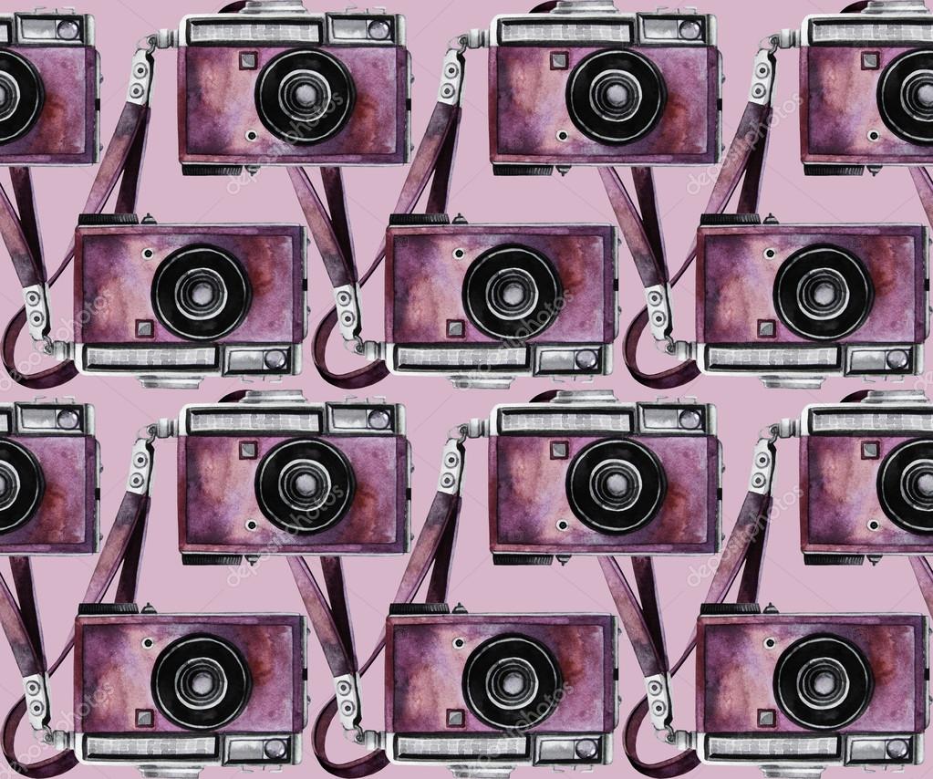 Watercolor vintage camera pattern Stock Photo by ©homunkulus28 105484814