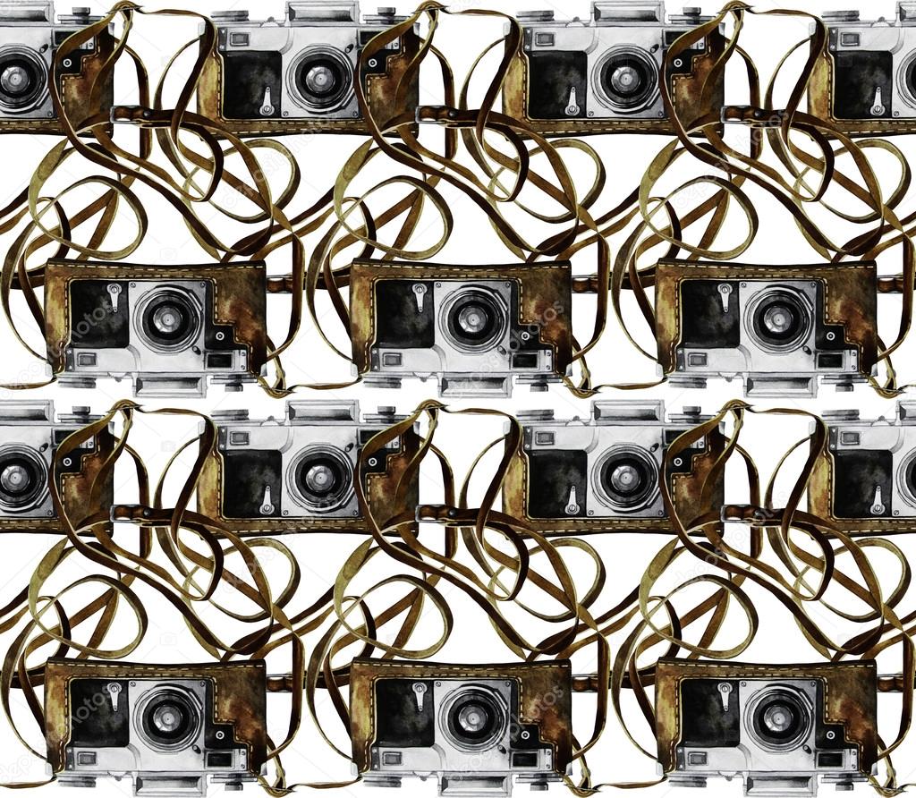 Watercolor vintage camera pattern — Stock Photo © homunkulus28 #105485914
