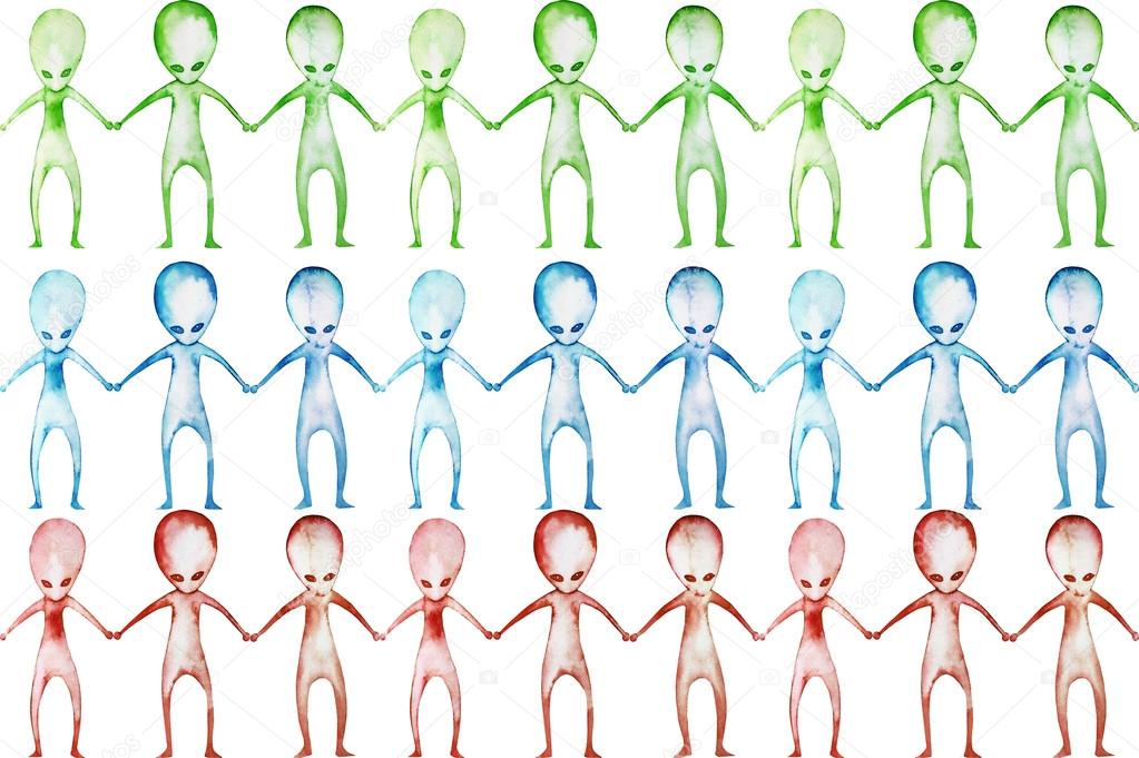 Watercolor alien seamless borders Stock Photo by ©homunkulus28 106140332