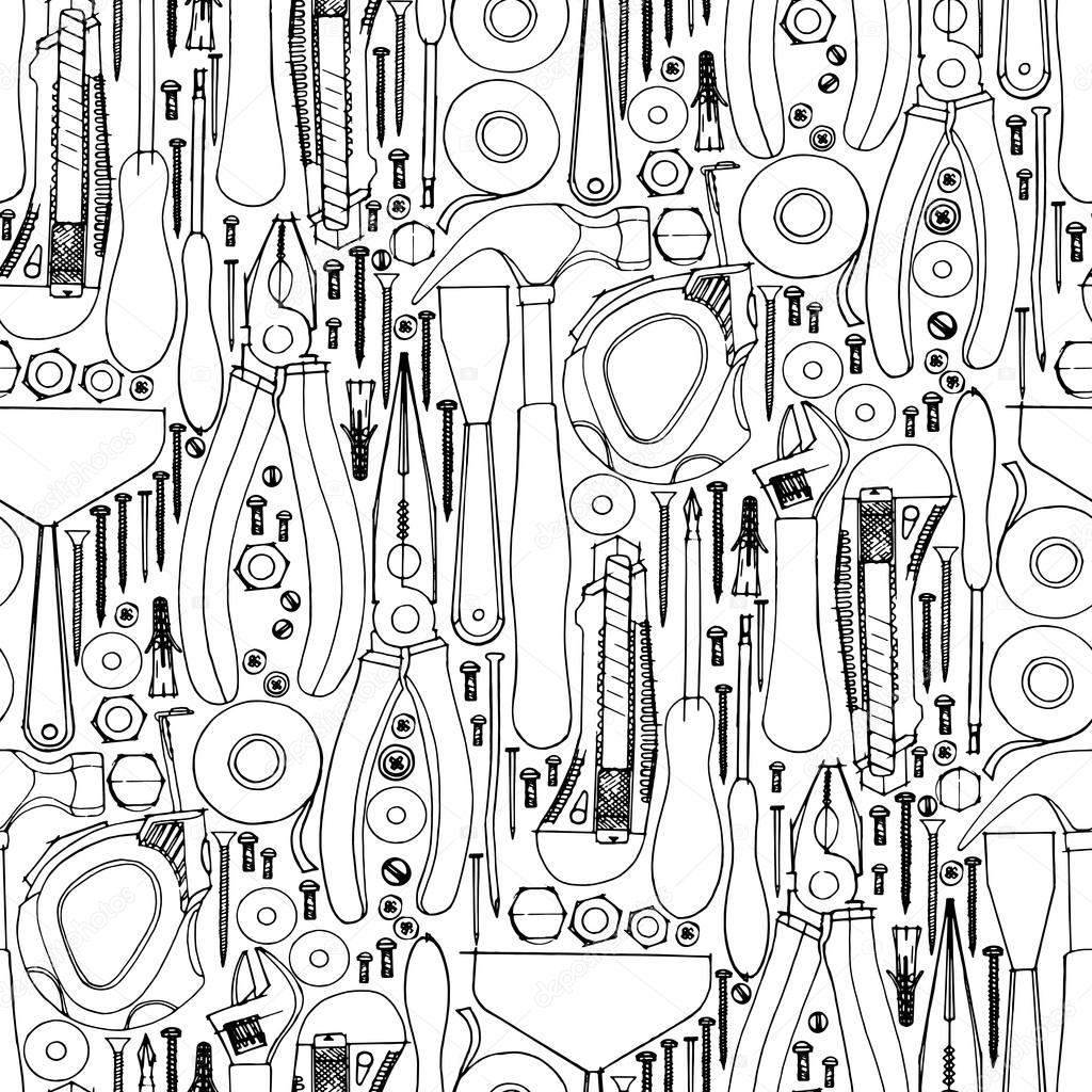 Hand drawn construction tools pattern Stock Vector Image by ...