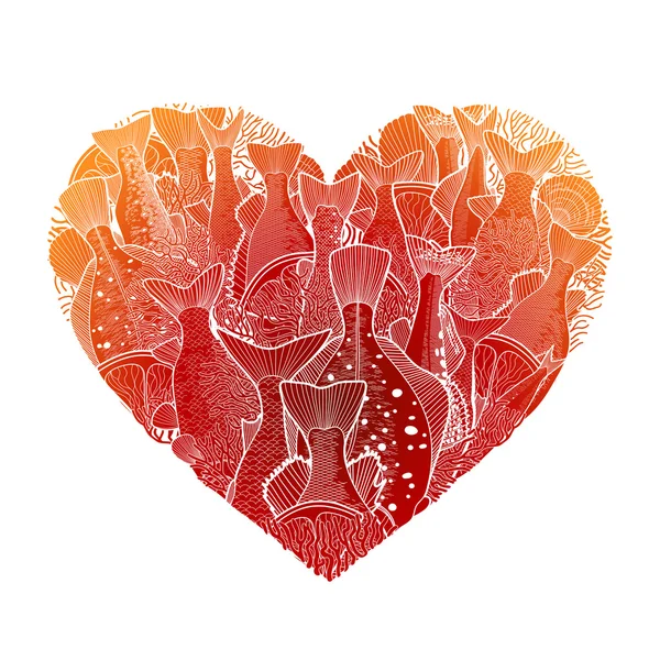 Graphic seafood in the shape of heart Stock Vector Image by ...