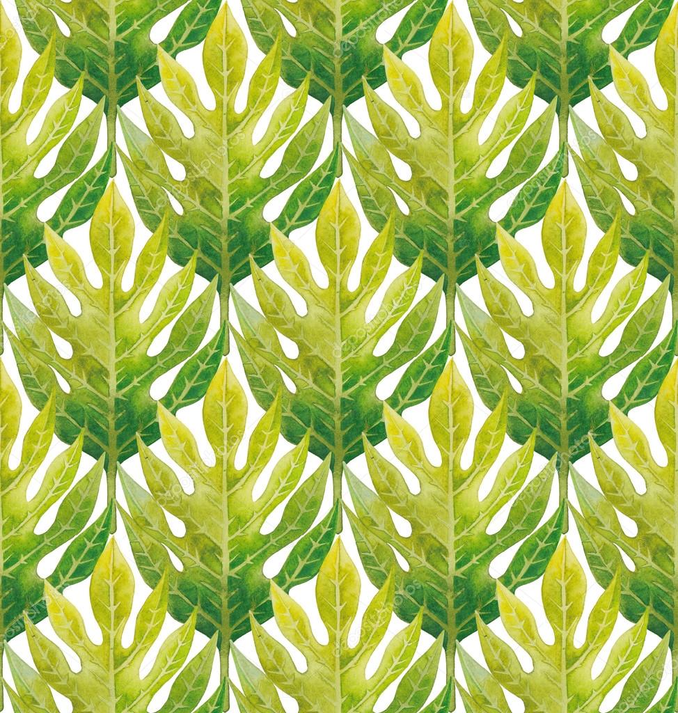 Watercolor breadfruit leaves pattern Stock Illustration by ...