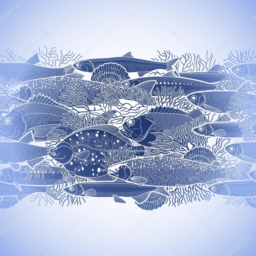 Graphic ocean fish border Stock Vector Image by ©homunkulus28 #113747734