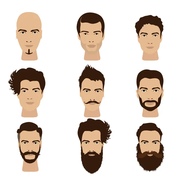 Man Hair Mustache And Beards Collection Hipster High Detailed Fashion