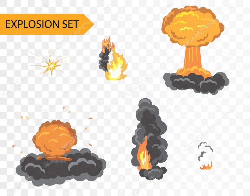 Explode animation effect. Vector cartoon explosion set on alpha ...