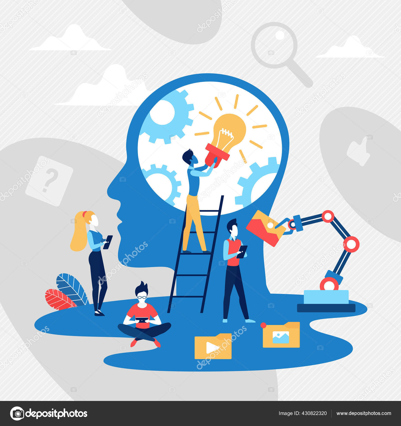 Concepto de idea creativa con cabeza abstracta de persona pensante ...