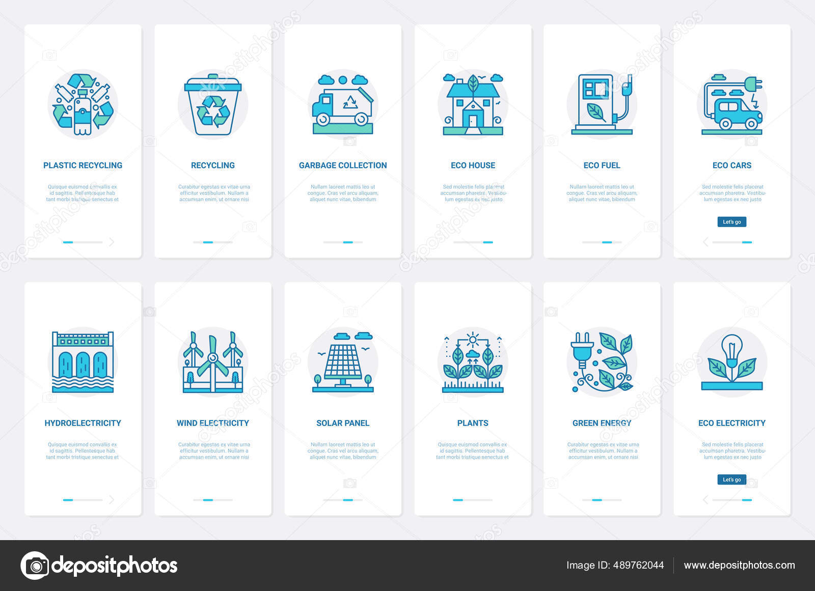 Eco electricity, environmental protection and reuse UX, UI mobile app ...