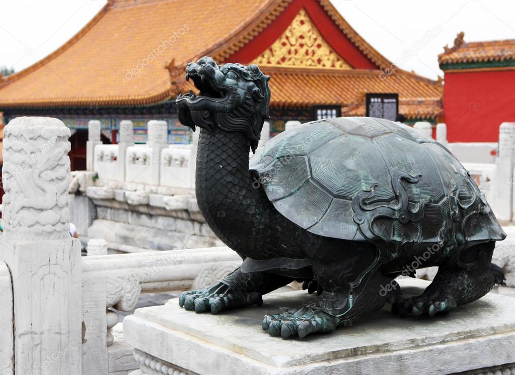 Bronze turtle symbol of longevity, wisdom and health. Forbidden City in ...