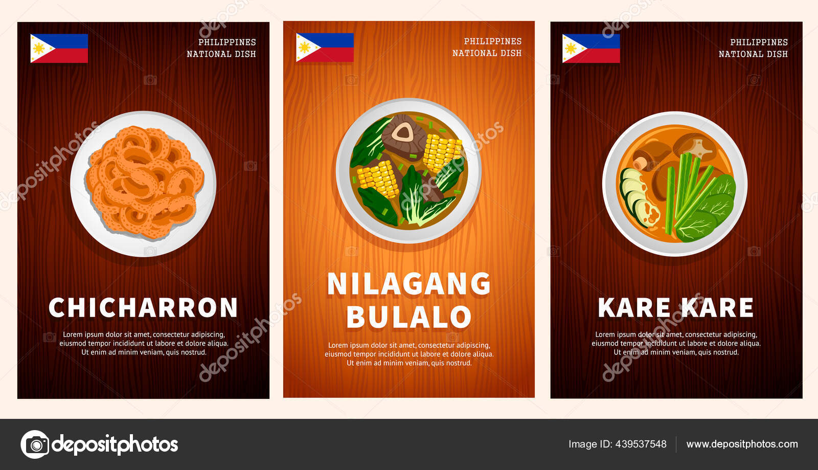 Philippine Cuisine Traditional Food National Dishes Wooden Table