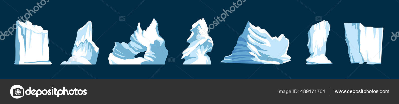 Icy Cliff Snow Mountain Iceberg Glacier Block Ice Floating Ice Stock ...
