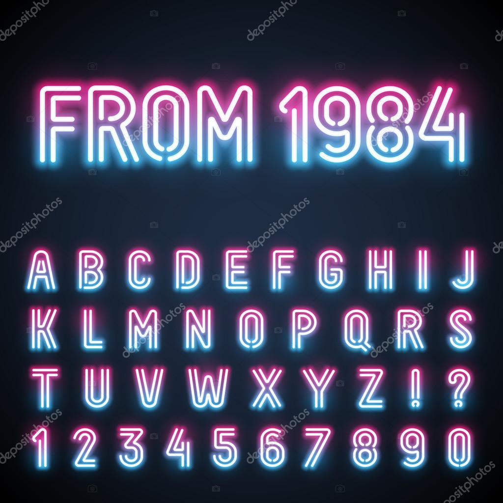 Glowing neon tube font. Stock Vector by ©garybaldi 124002276