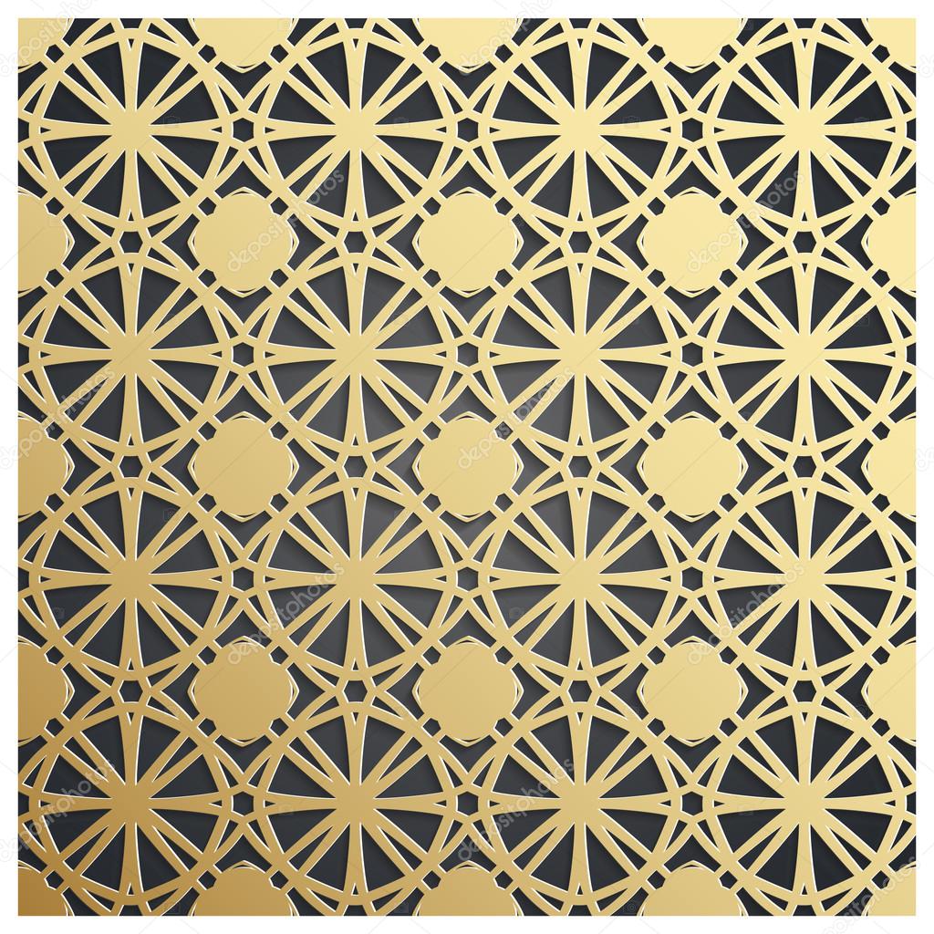 Golden geometric 3d vector seamless pattern. Tiled background wi Stock ...