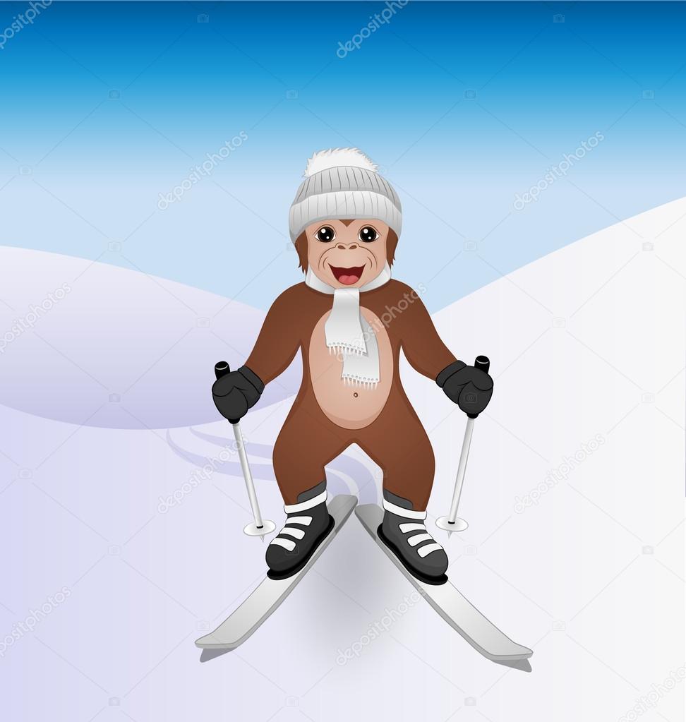 Monkey on skis Stock Vector Image by ©tatyanka71 #89926444