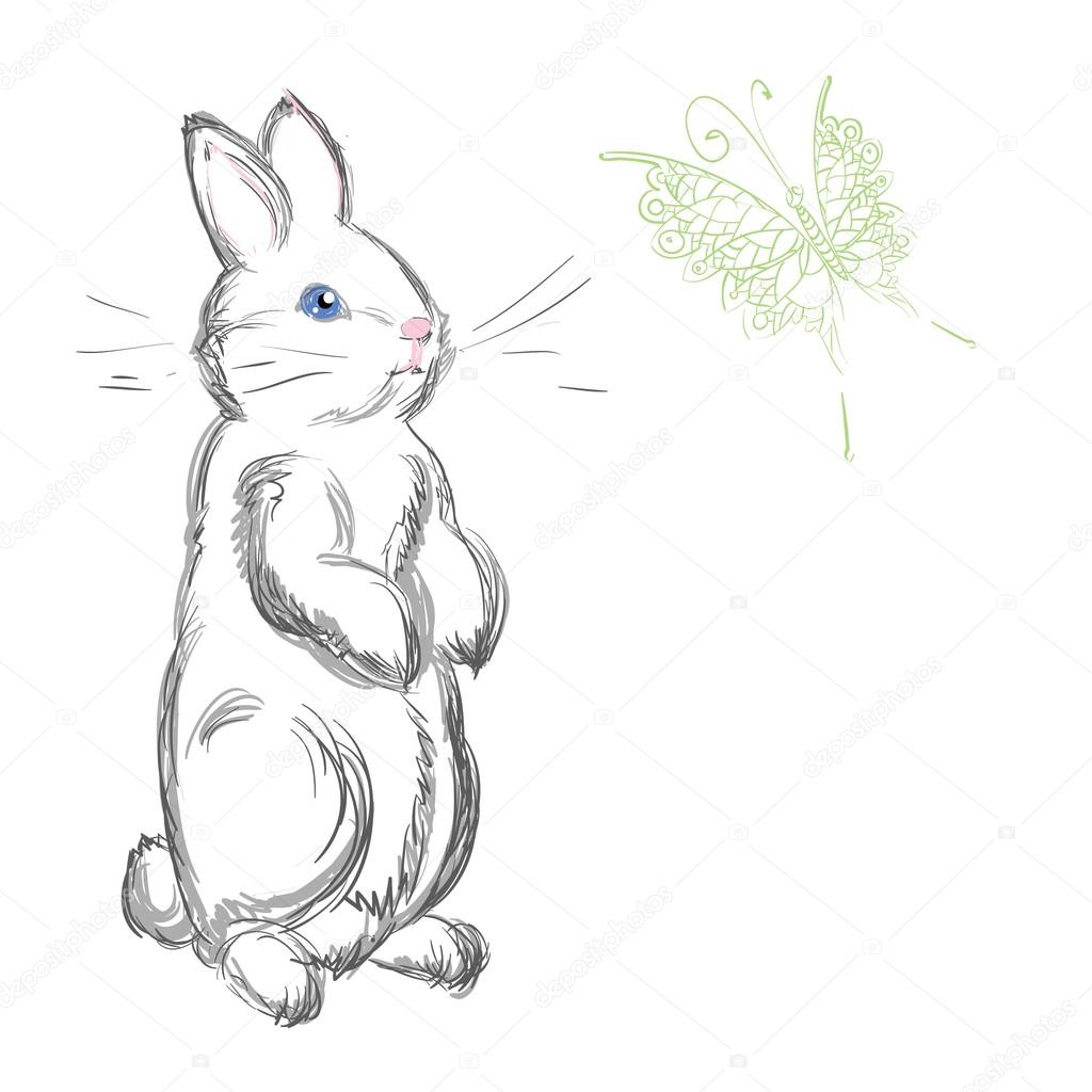 Cute Sketch Bunny Stock Illustration by ©mountelbrus #90002324