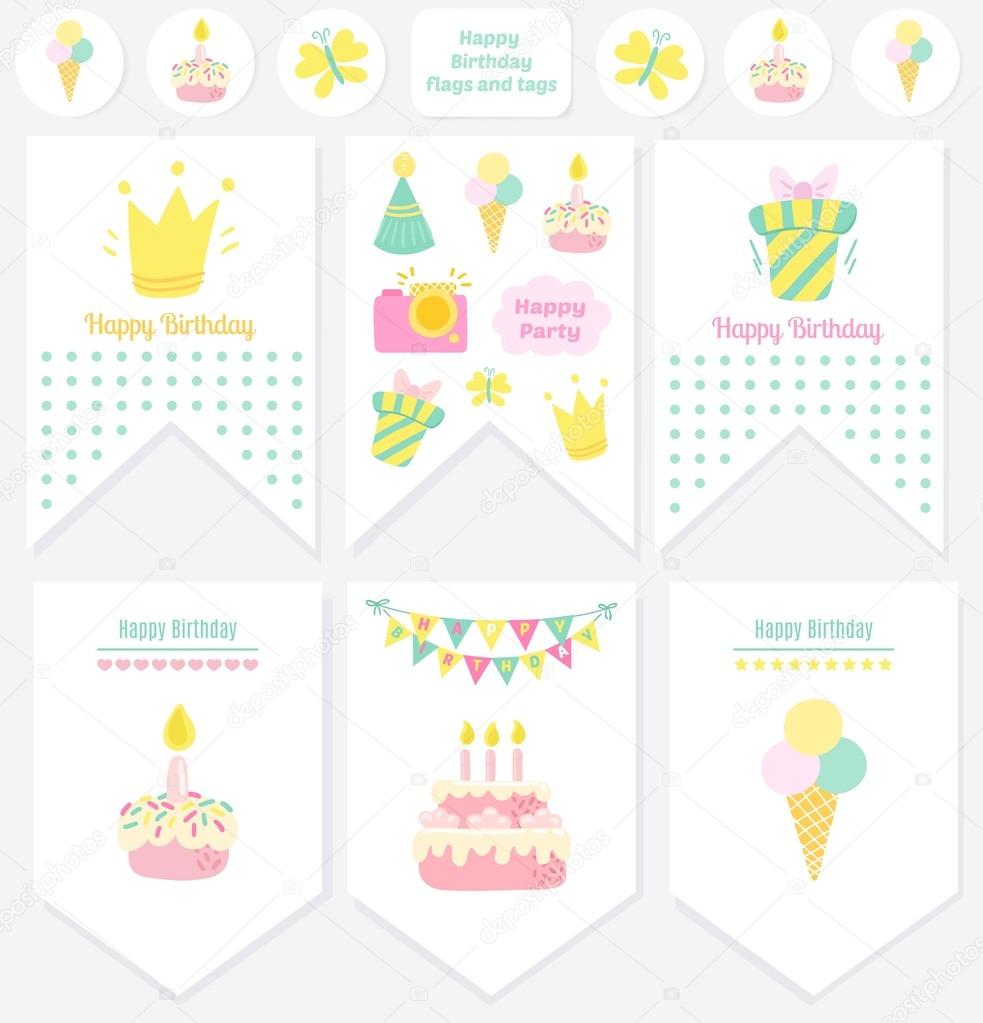 Happy Birthday flags and tags. Stock Vector Image by ©Havroshechka ...