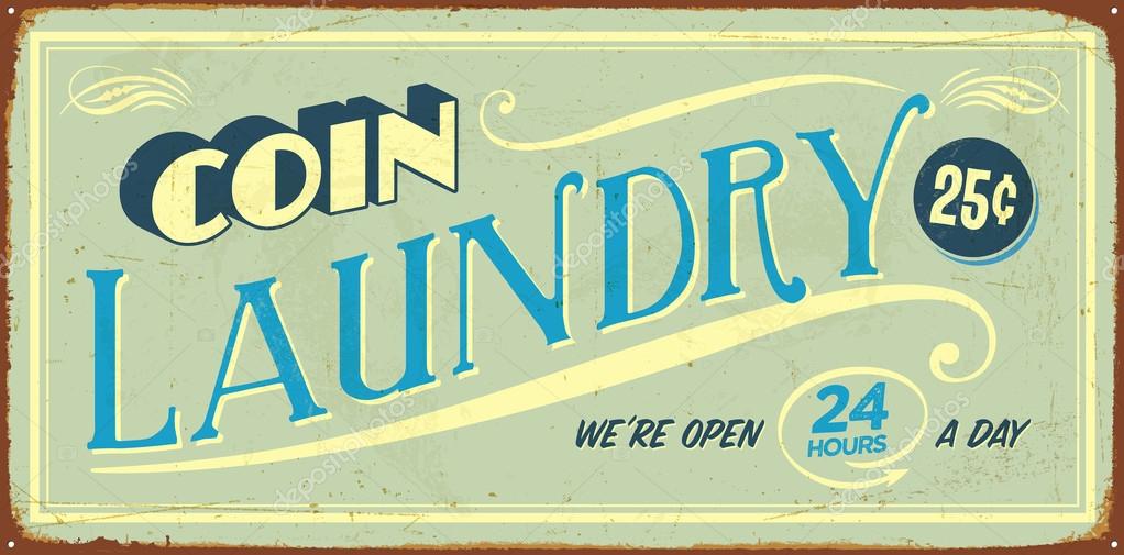 Vintage tin sign - Coin Laundry — Stock Vector © RealCallahan #88668832