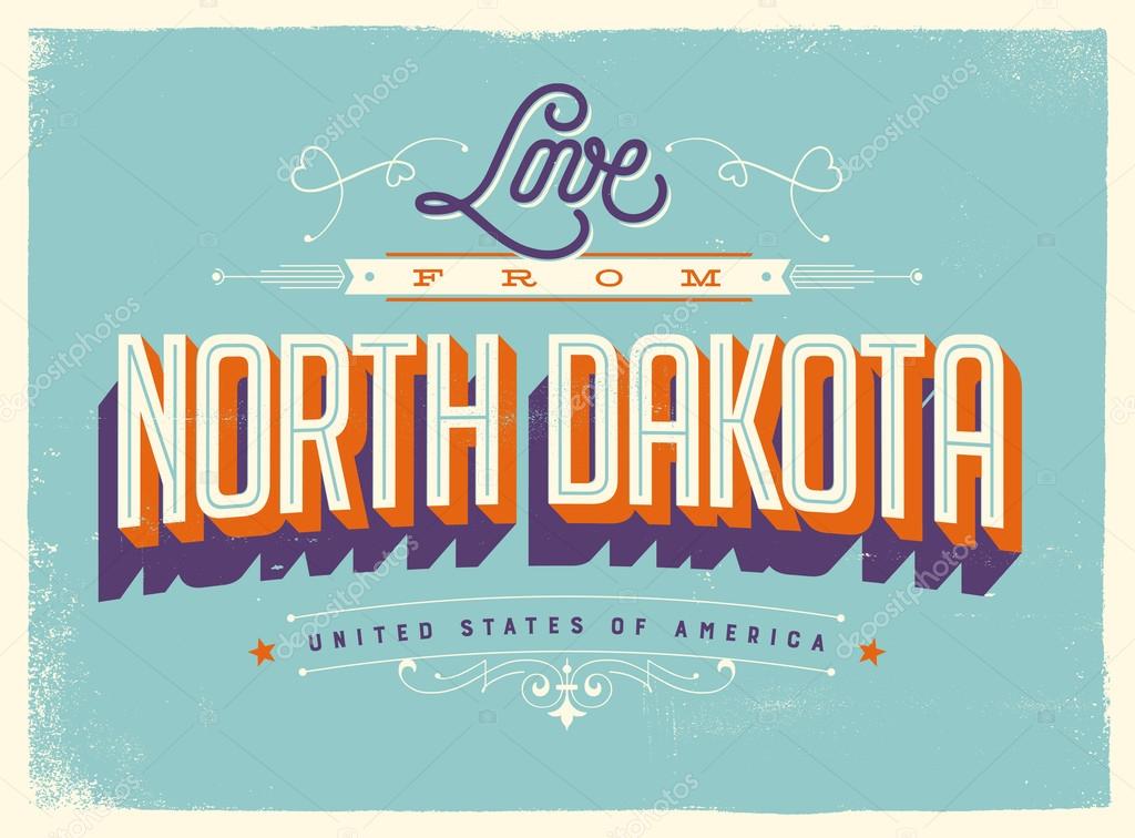Greeting Card - Love from North Dakota Stock Vector Image by ...