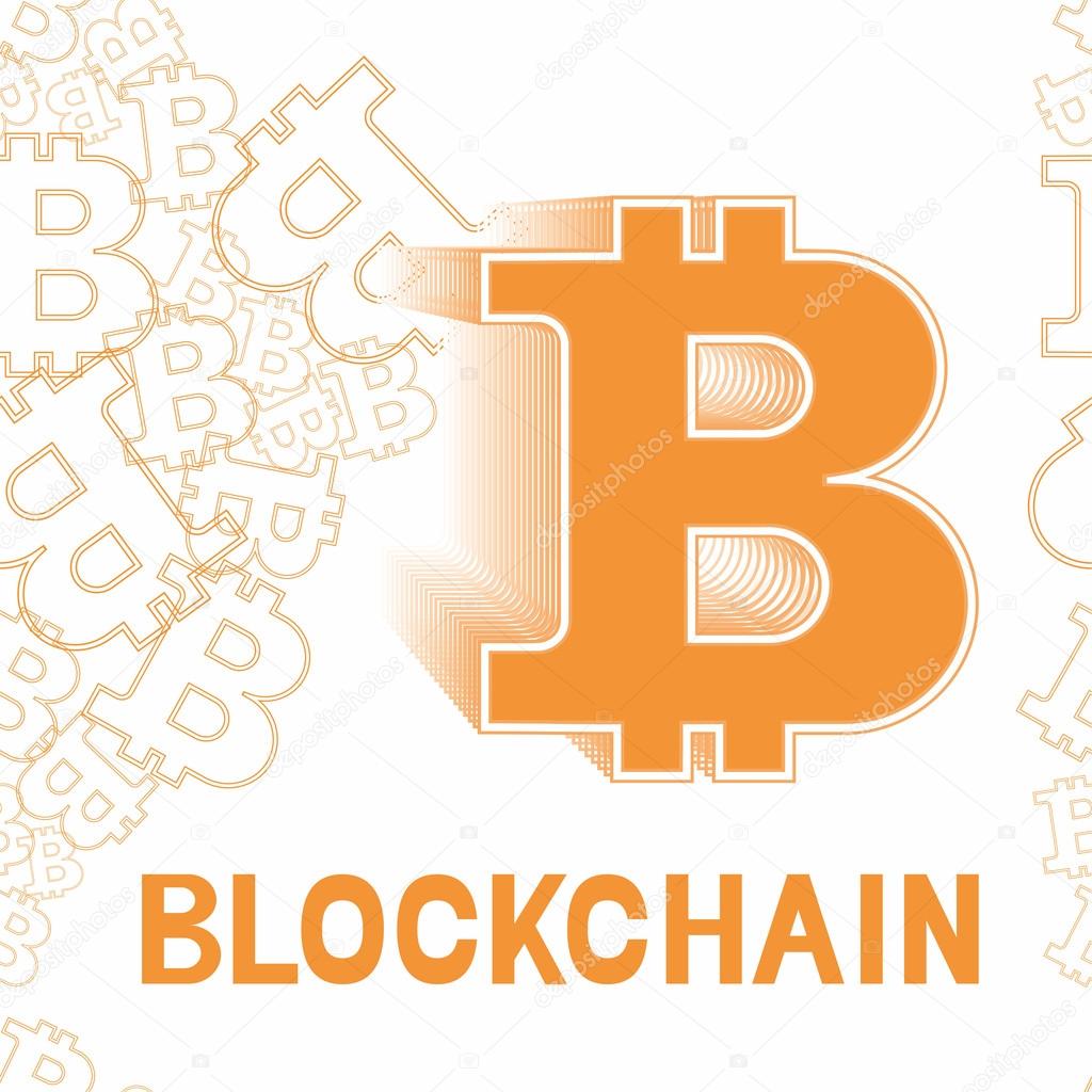 Orange Symbol Bitcoin and blockchain on background with symbols – Stock ...