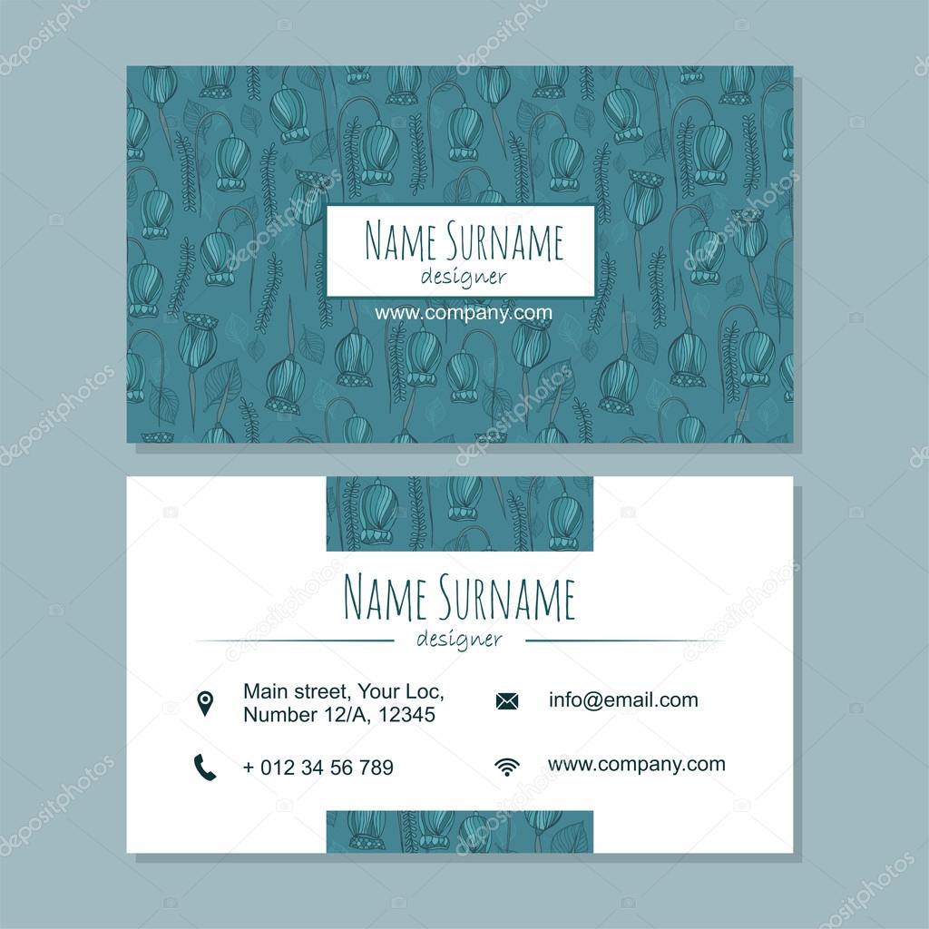 Visiting card businesscard template with cute hand drawn pattern ...