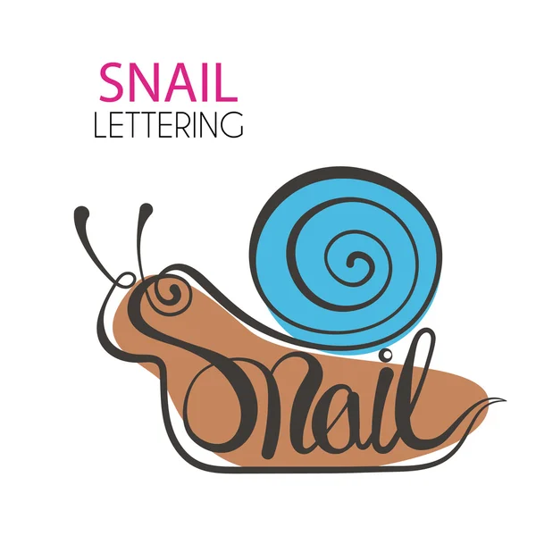 Snail lettering text isolated calligraphic curly style in shape ...