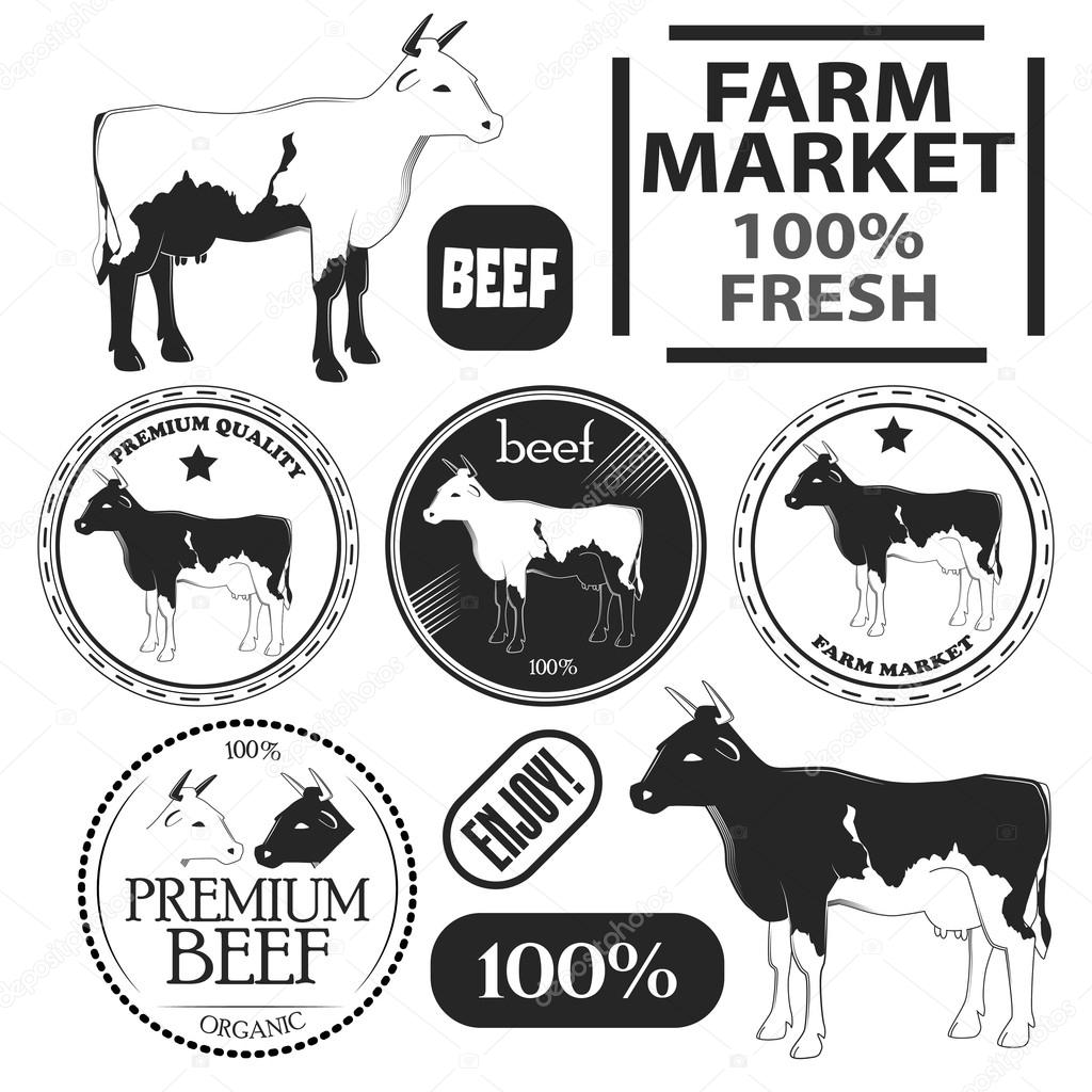 Set of premium beef labels, badges and design elements. Vector Stock ...