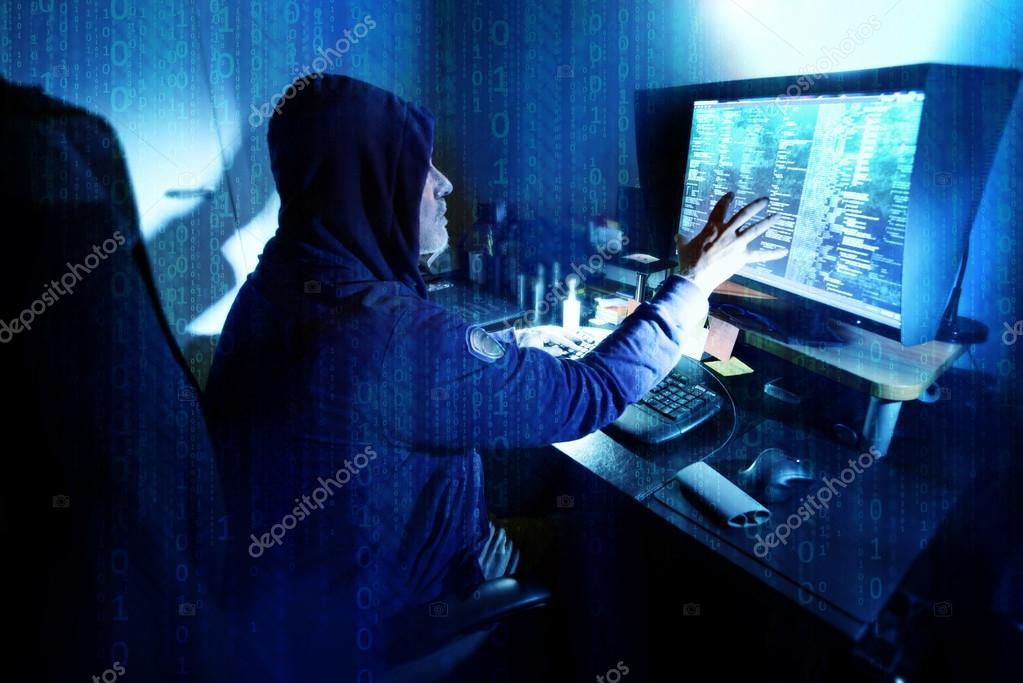 Dangerous hacker stealing data -concept — Stock Photo © claudio.gangi.fastwebnet.it #110001430