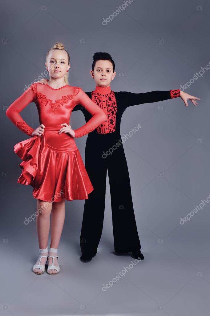 Two beautiful children dancing ballroom dance sport Stock Photo by ...