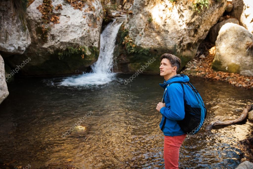 Man hiking in the forest Stock Photo by ©panin.sergey.me.com 92092878