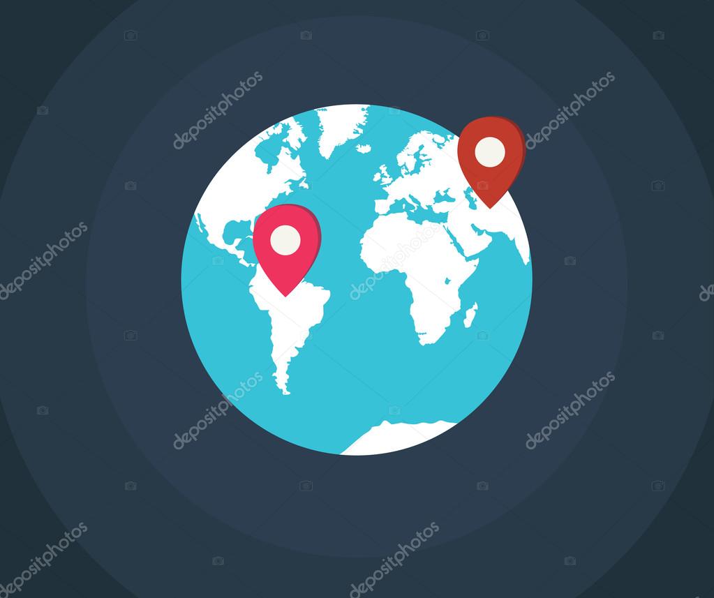 Map of Earth with pin Stock Vector Image by ©chris.matievskaya.gmail ...