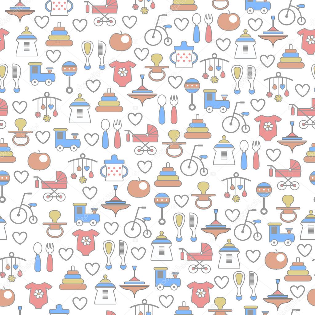 Baby background with toys .Vector seamless pattern — Stock Vector ...